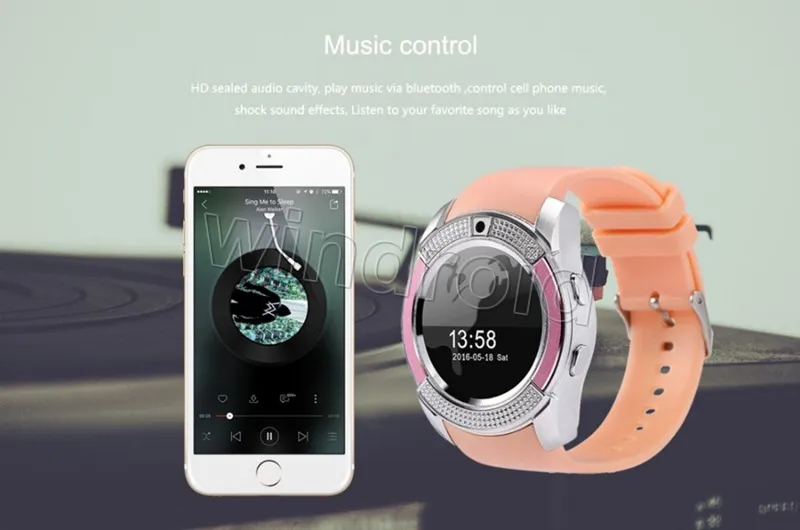 Cheap V8 Smart Watch Bluetooth Watches Android 0.3M Camera MTK6261D ...
