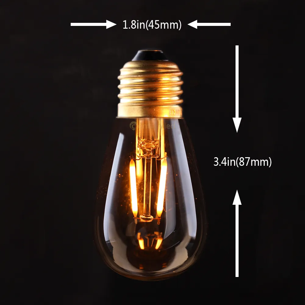 Amber Pendant Lamp, Edison Style LED Filament Bulb ST45 Amber Candle ...