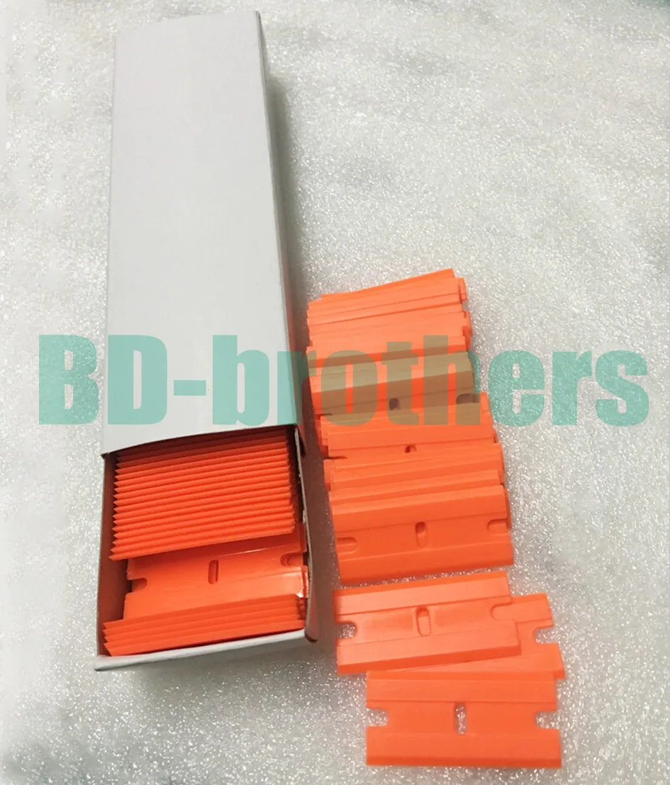 Orange Plastic Razor Scraper Blades Double Edged Squeegee For Cleaning ...