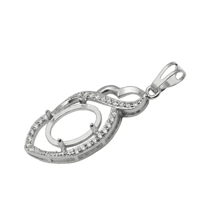 Oval Pendant Setting - Premium Silver Plated Semi Mount for Necklace ...