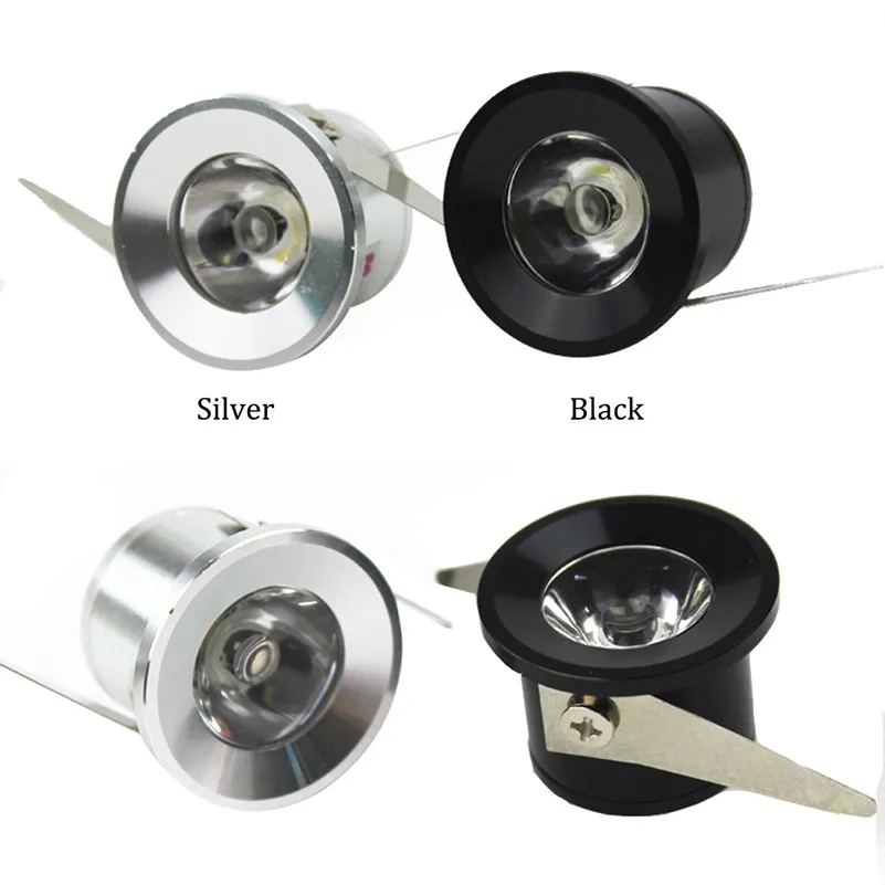 Silver/Black Mini LED Cabinet Light: Stylish 1W Spot Downlight For ...