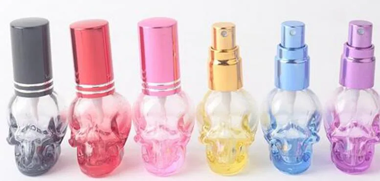 Portable 8ml Glass Skull Skull Shaped Perfume Bottle With Sprayer Ideal ...