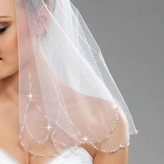 DHgate.com:Lace Tulle Wedding Veil, Two Layer Beaded Edge, Shoulder ...