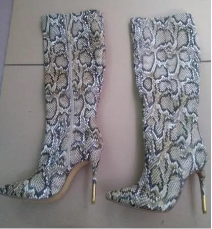 Knee High Qupid Snake Boots 🍖 Pointed Toe Thigh High Boots: Premium ...