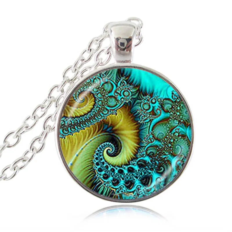 Golden Ratio Fibonacci Spiral Sea Glass Necklace With Shell Swirls And ...