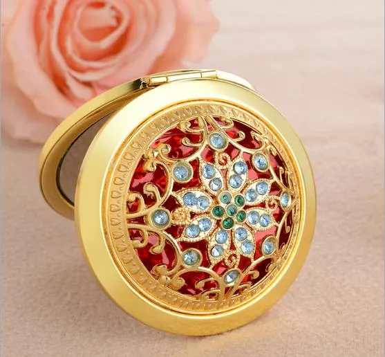 Elegant Gold Compact Mirror - Double-Sided Portable Makeup Mirror ...