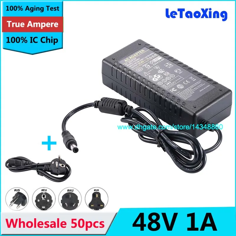 AC DC Adapter 48V 1A Power Supply 48W With Cord Cable For LED Strip ...