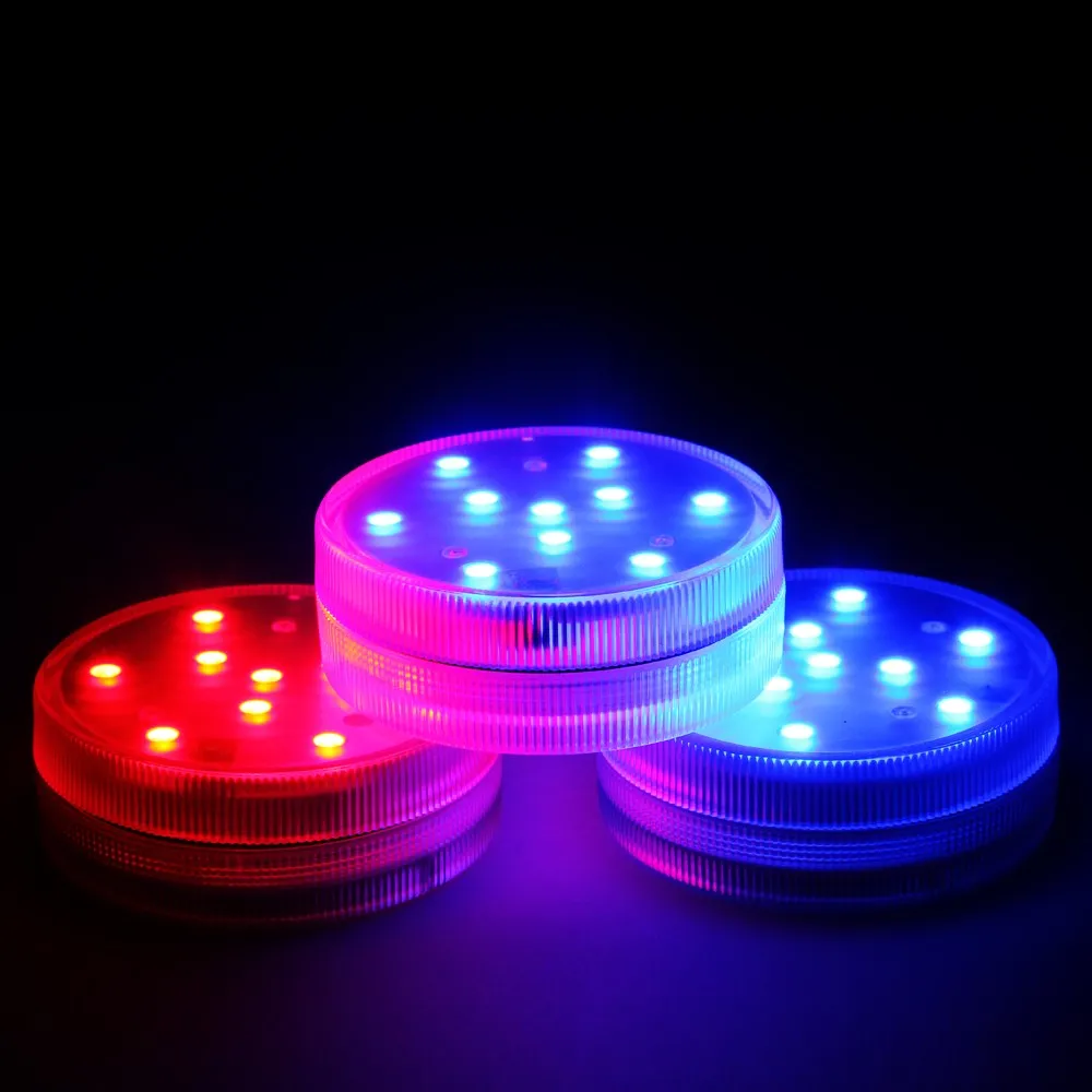 Remote Controlled RGB Submersible LED Puck Lights Waterproof, Battery ...