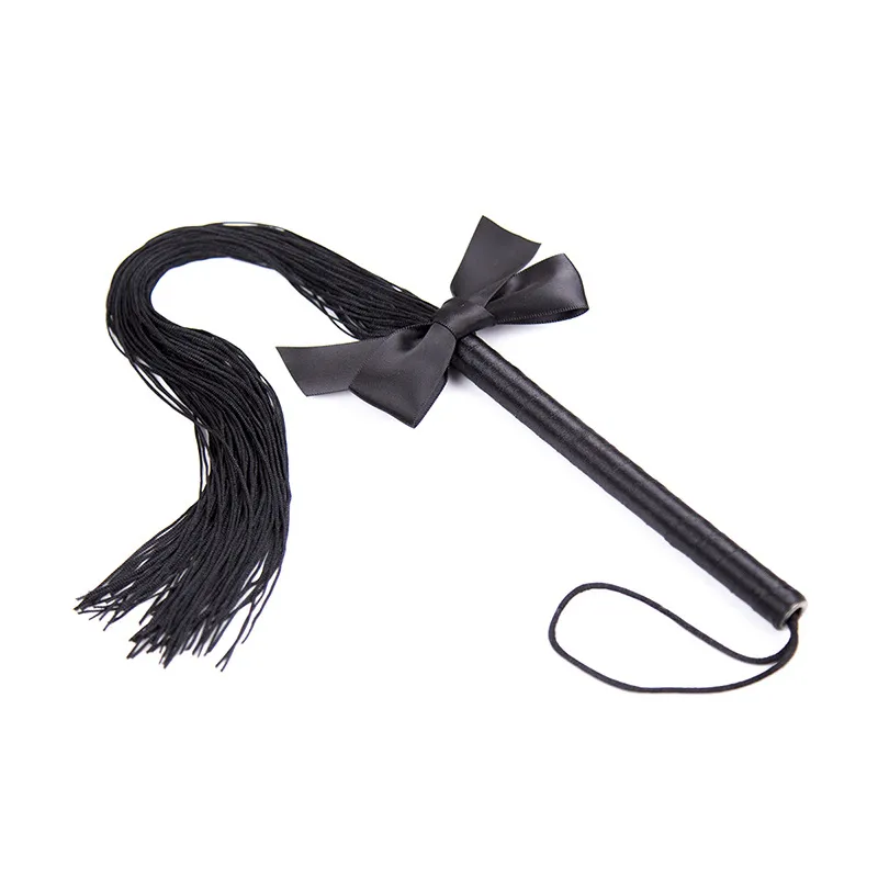 Black Bow Knot Braided Whip Mistress Whipping Toy For Slave Training