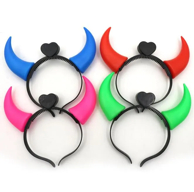 Lighted Devil Horns Headband LED Flashing Hair Hoop Costume Party ...