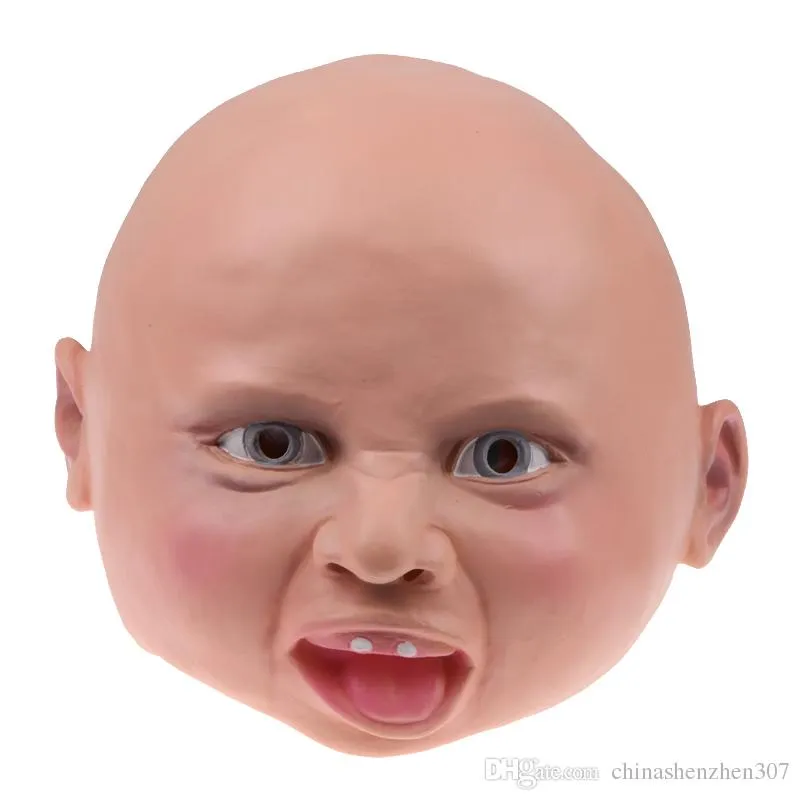 Creepy Latex Halloween Mask Disgusted Happy Cry Baby Full Head Costume ...