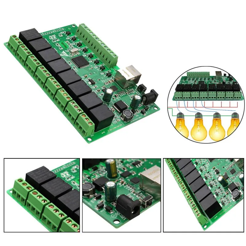 8 Channel 250V/AC 10A Relay Module Network IP Web Relay With Dual ...