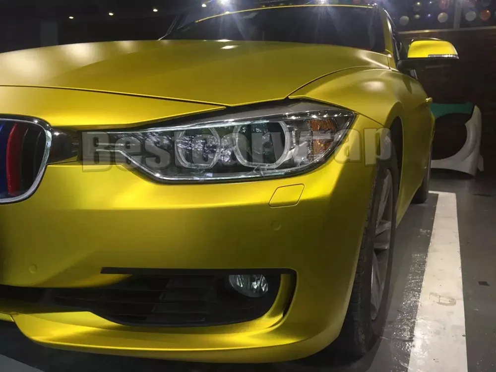 Gold Matte Chrome Vinyl Wrap Car Wrap Film With Air Bubble Free Golden ...