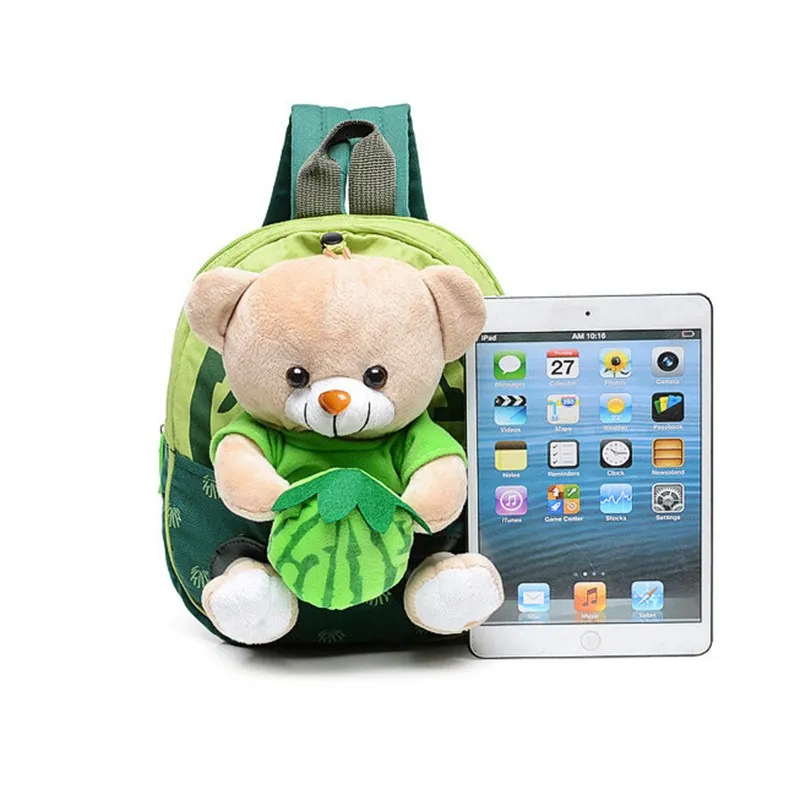 Cartoon Bear Doll Applique Canvas Toddler Backpack For Baby And Toddler ...