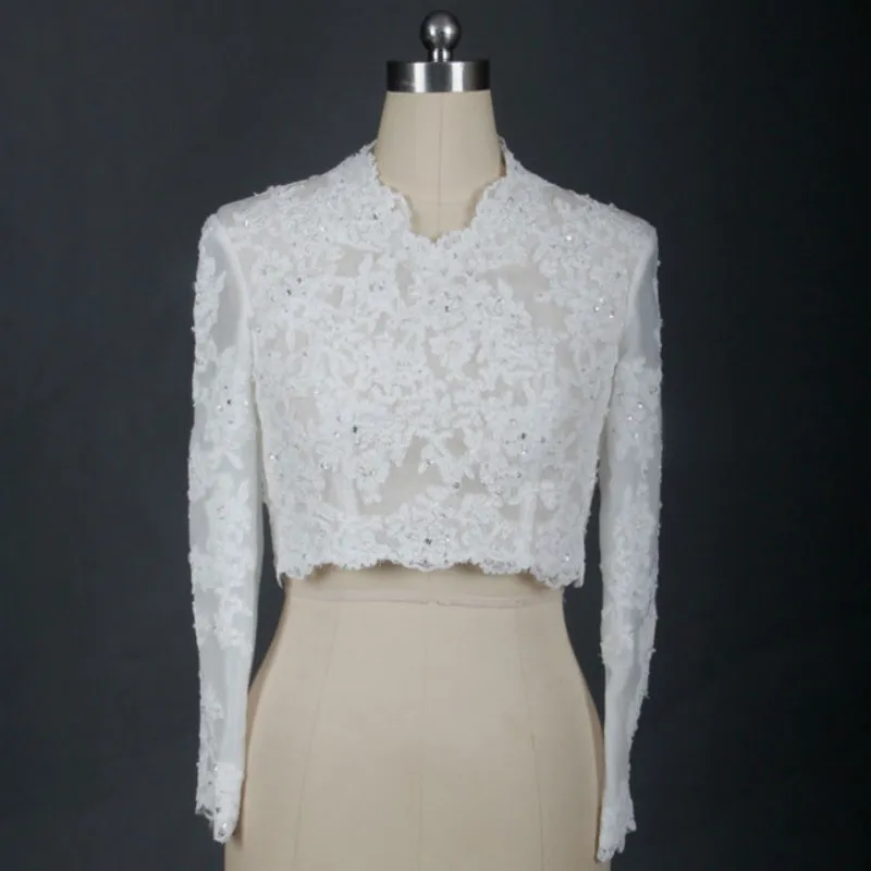 DHgate.com:Modest Lace V-Neck Bridal Bolero with Sequins and Long Lace ...