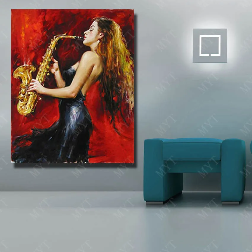 Hand Painted Saxophone Performance Oil Painting On... From ...