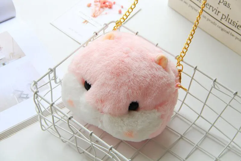 Kawaii Plush Hamster Messenger Bag Soft Shoulder Plush Coin Purse For ...