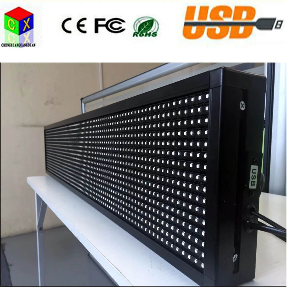 Outdoor Full Color LED Sign P10 SMD, 40x8 Inch, USB Programmable ...