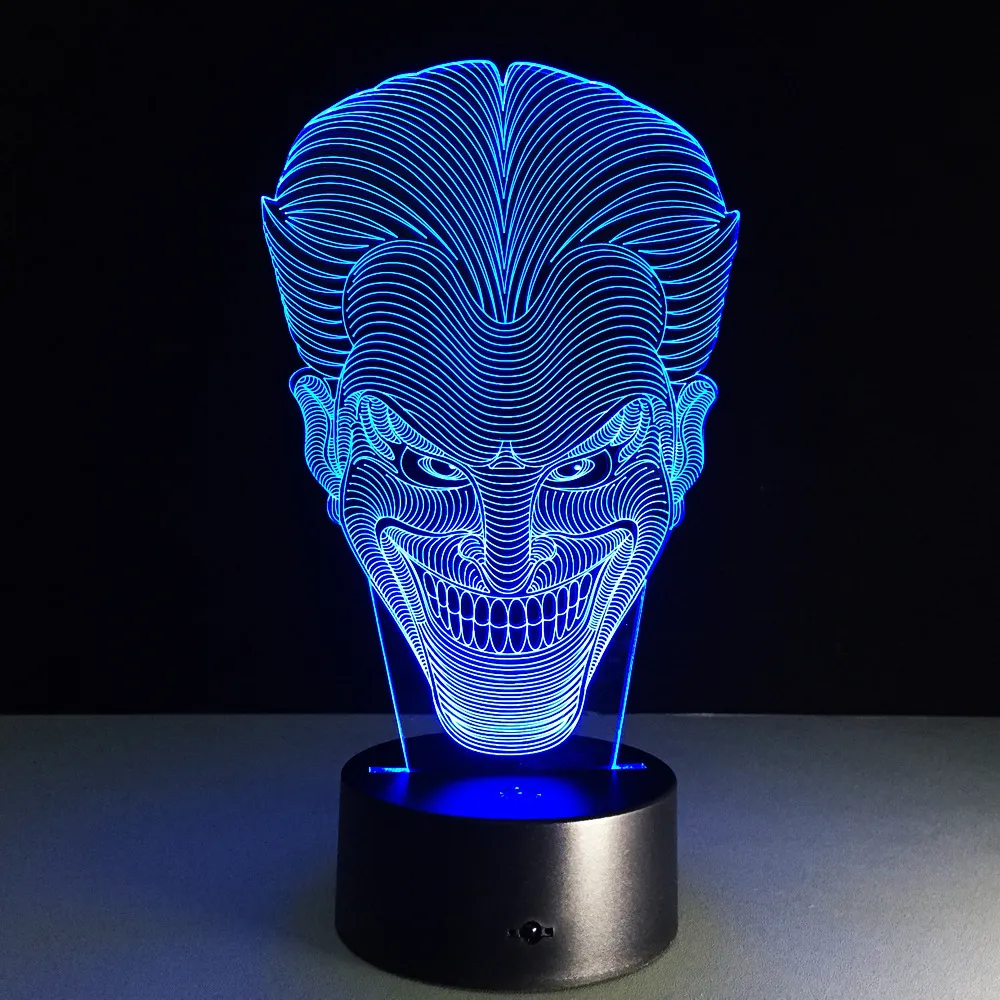 2017 Joker 3D Optical Illusion Lamp Night Light DC 5V USB Charging AA ...