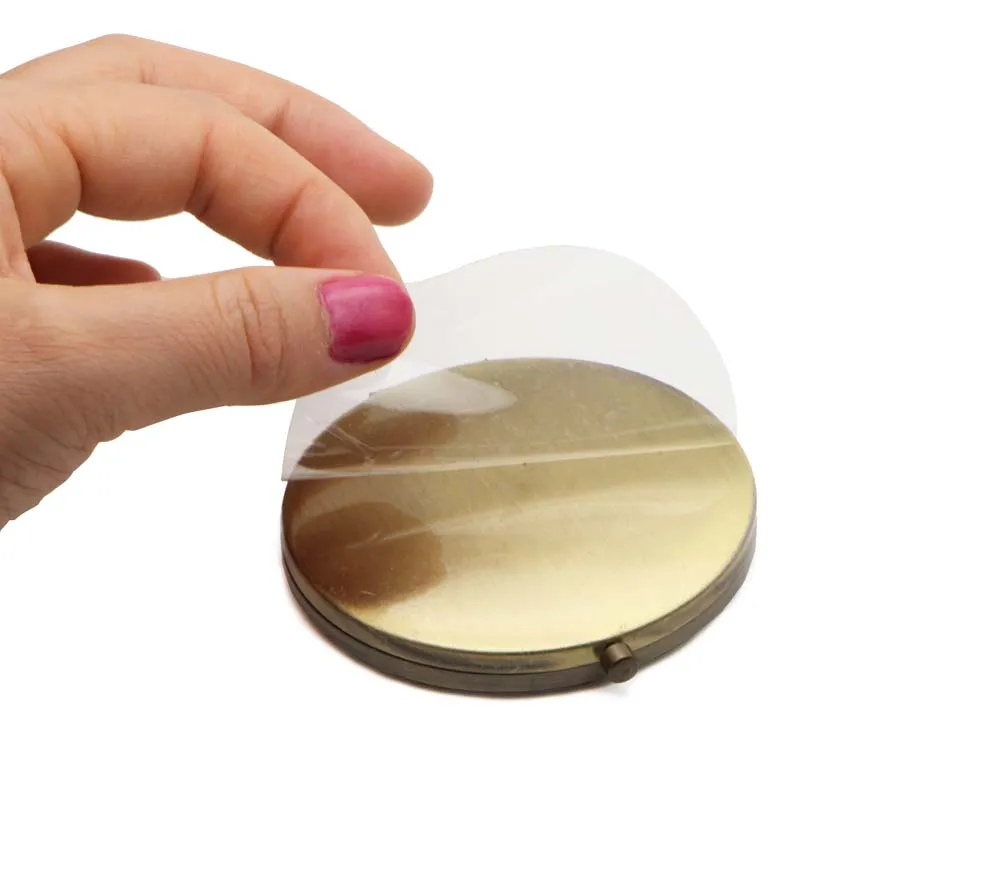 Compact Makeup Mirror DIY Metal Pocket Cosmetic Mirror Portable Bronze ...