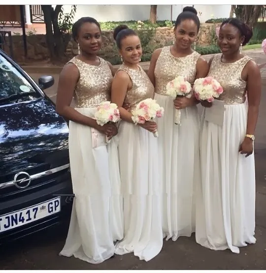 Gold Sequin Bridesmaid Dresses: Spring Summer Scoop Neck Sleeveless ...