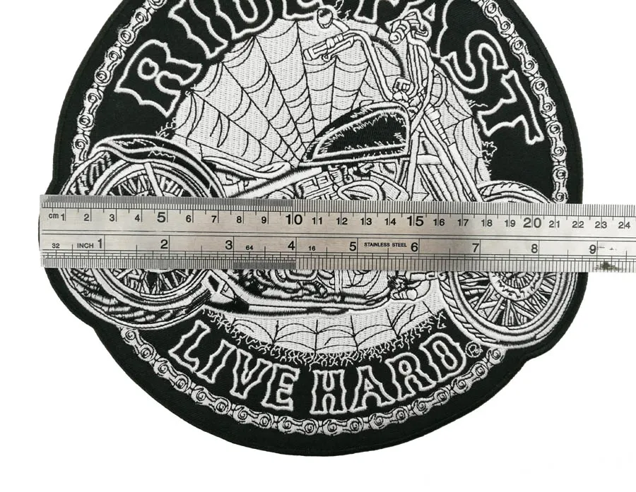 Ride Fast Live Hard Large Motorcycle Spider Webs Back Patch Detailed ...