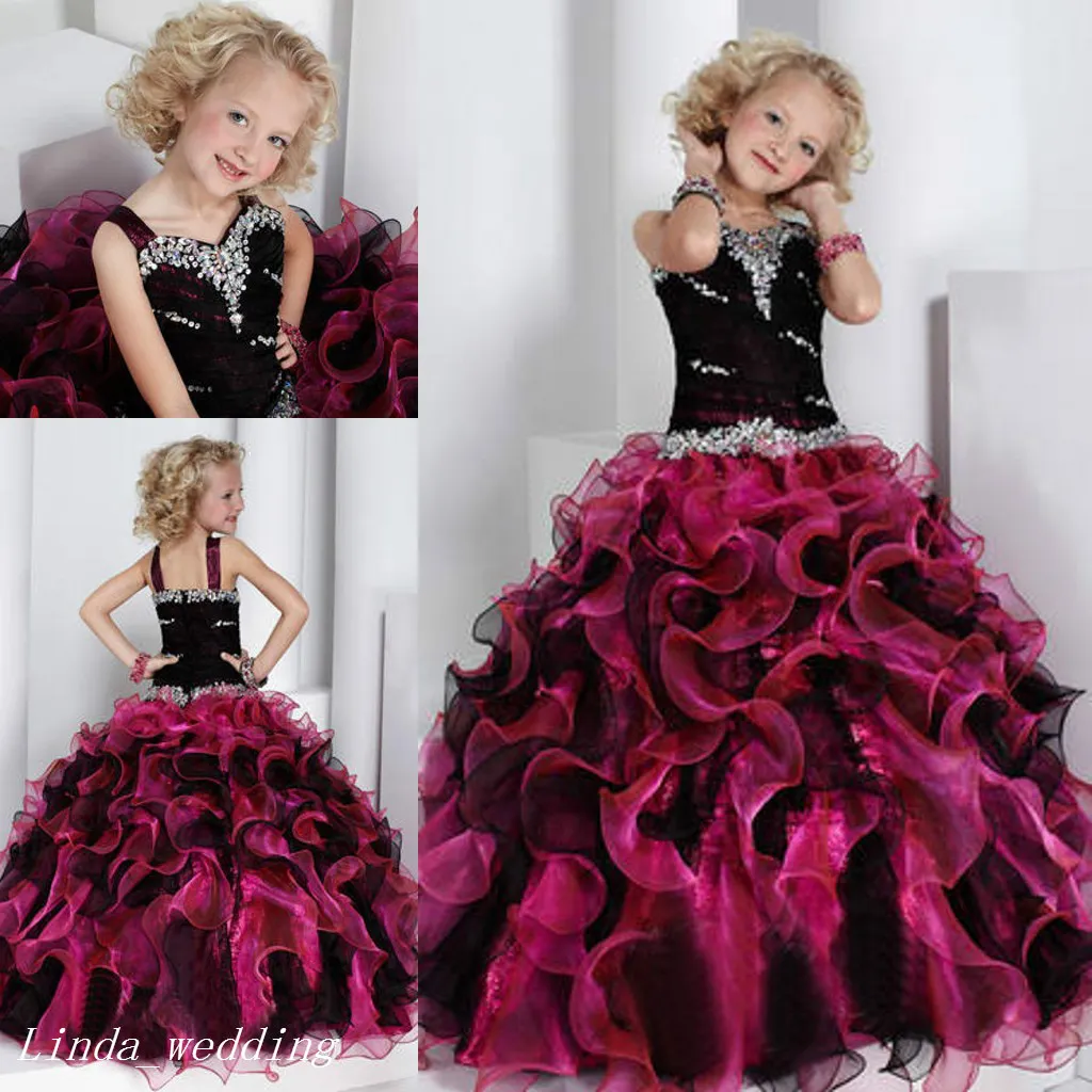 Black And Pink Girls Pageant Dress Princess Ball... From Linda_wedding ...