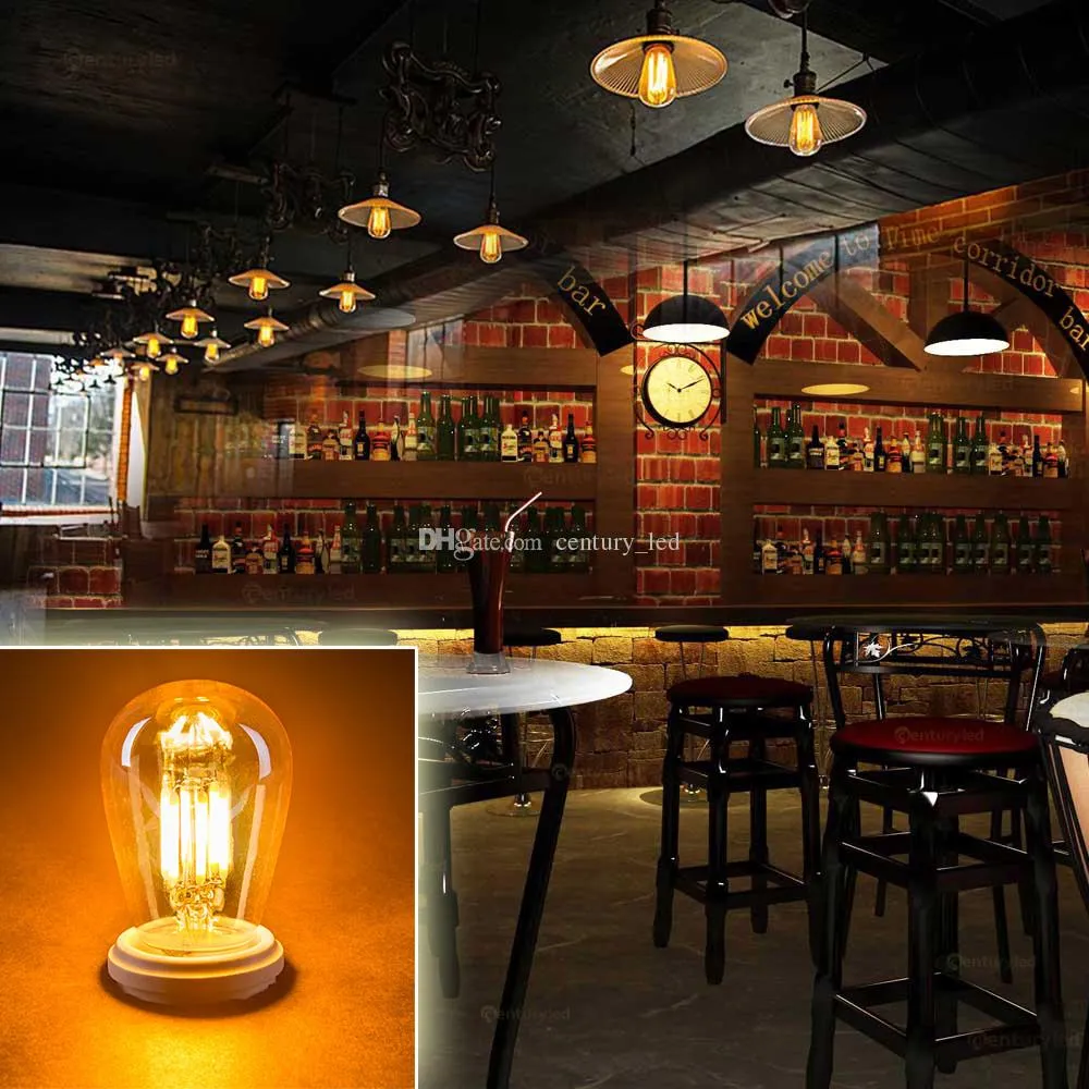 Amber Pendant Lamp, Edison Style LED Filament Bulb ST45 Amber Candle ...