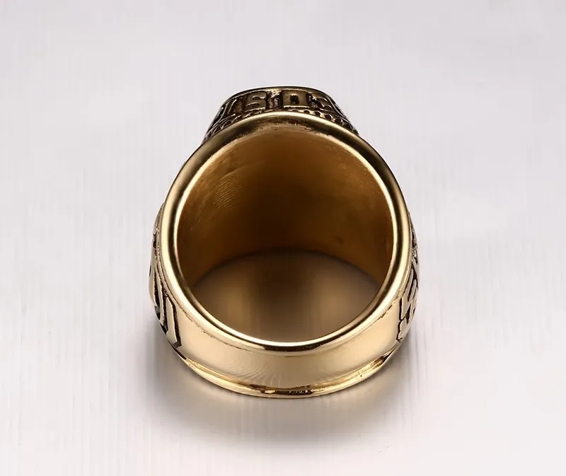 Vintage Titanium Steel Mens Punk Self Defence Ring With Carved ...