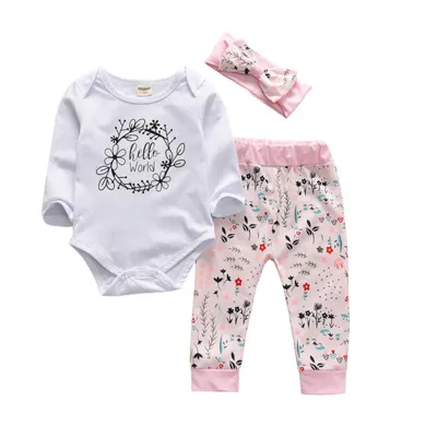 Floral Letter Newborn Baby Girl Clothes Set Romper, Pants, And Headband ...