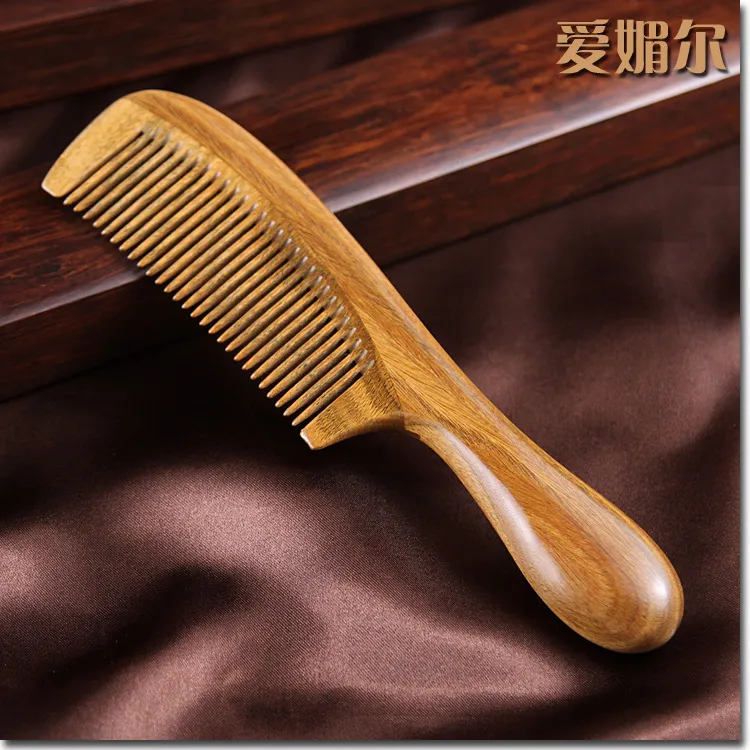Natural Jade Sandalwood Straight Wooden Comb Daraz With Green Ebony ...