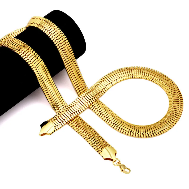 18k Gold Chains For Men, Gold Plated Snake Bone Chain... From Frankie ...