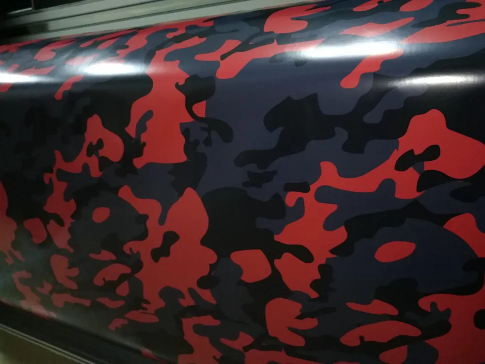 Red Black Gray Snow Camo Vinyl For Car Wrap With Air Release Gloss ...