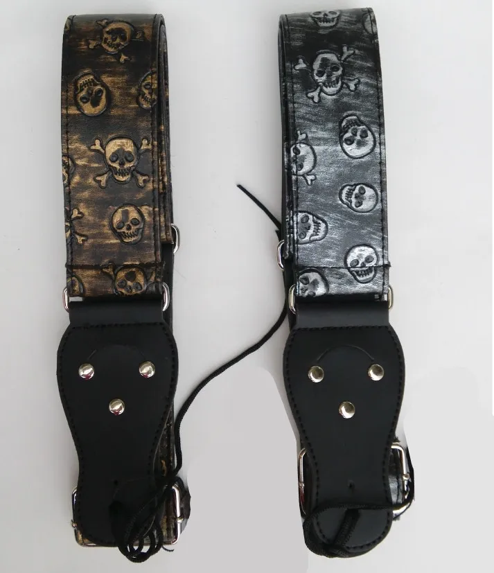 DHgate.com:2-Pack Gold and Silver Skull Pattern Guitar Straps for ...
