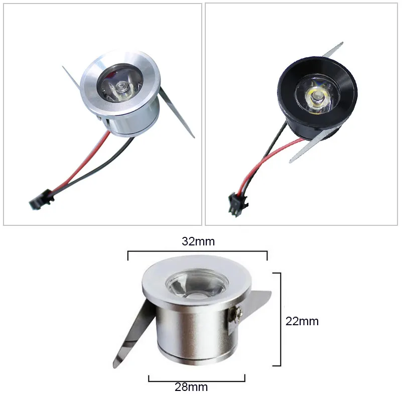 Silver/Black Mini LED Cabinet Light: Stylish 1W Spot Downlight For ...