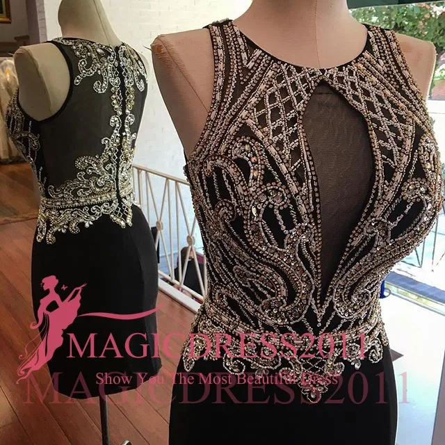 DHgate.com:Little Black Cocktail Dresses Beaded Sheer Neck Jewel Mini ...