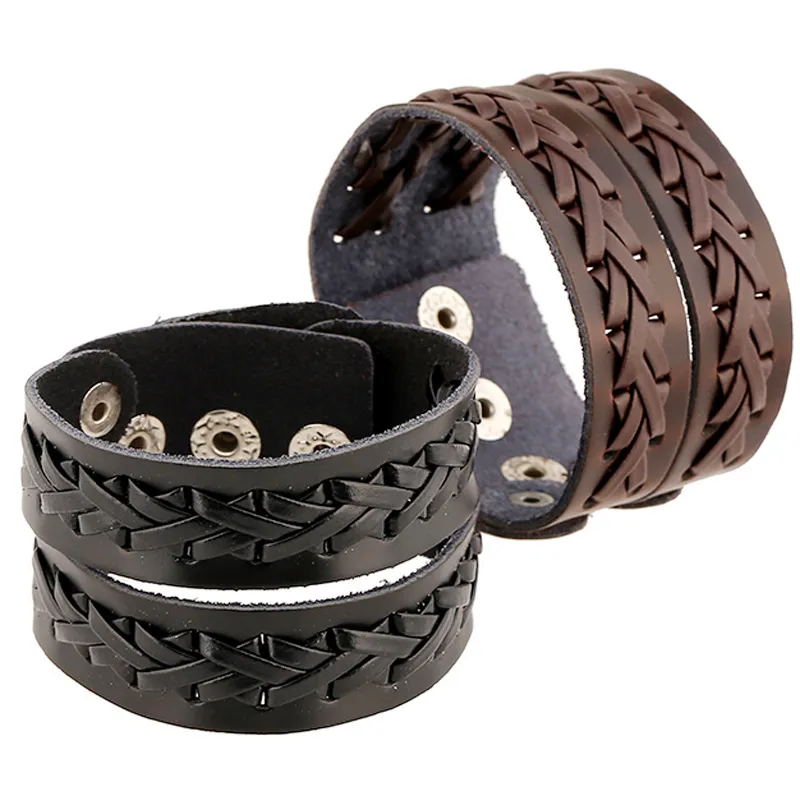 Designer Leather Bracelets: Woven Leather Bracelet With Clasp, Stylish ...
