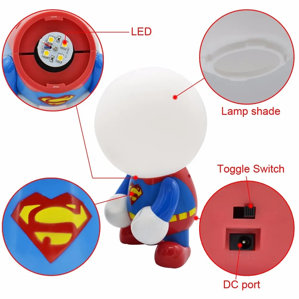 Batman Superman Night Light For Kids LED Color Changing Desk Table Lamp ...