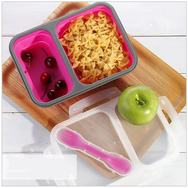 DHgate.com:Eco-Friendly Silicone Collapsible Lunch Box, 2-Compartment ...