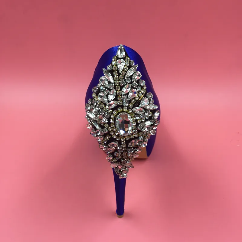 Rhinestone Ladies Shoes: Royal Blue Bridal Shoes With Crystal Beads ...