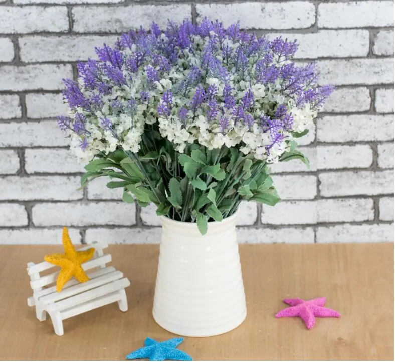 Lavender Bush Silk Bouquet Artificial Lilac And Purple & White Lavender ...