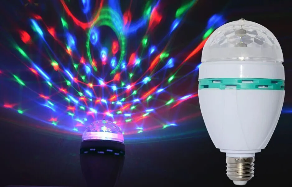Colorful Rotating RGB LED Bulb: Auto-Spinning Disco Lamp for Home ...