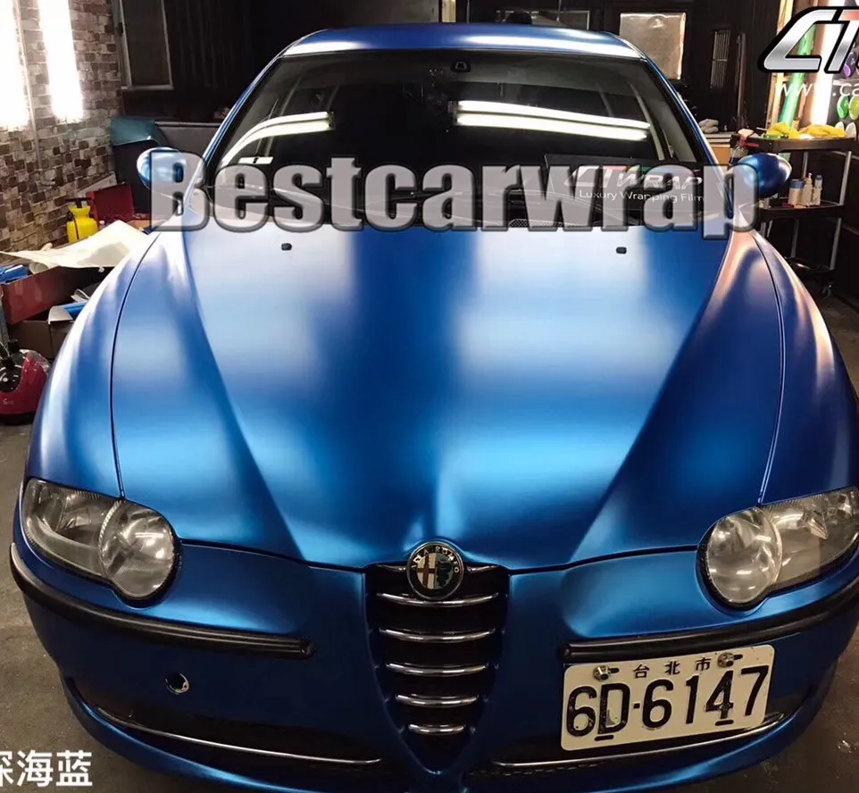Matte Metallic Blue Vinyl Wrap For Car Wrap With Air Bubble Free / Air ...