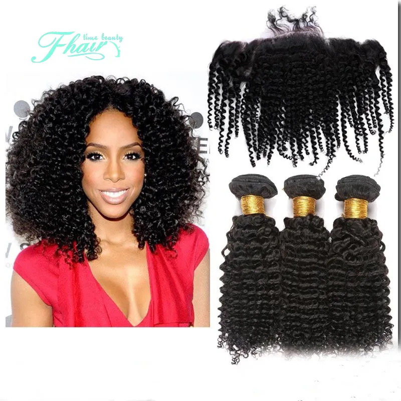 Peruvian Kinky Curly 3 Bundles With Lace Frontal Closure | Ear To Ear ...