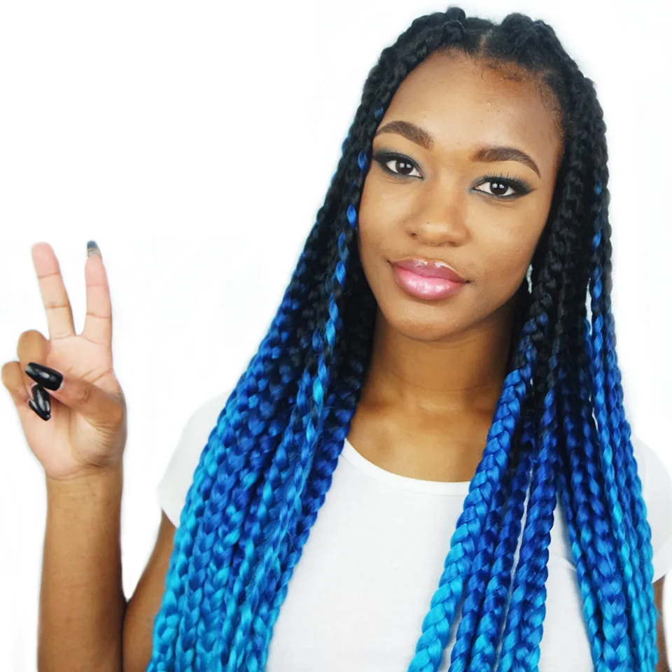 Ombre Two Three Mix Colors Synthetic Jumbo Braiding Hair Extensions 24 ...