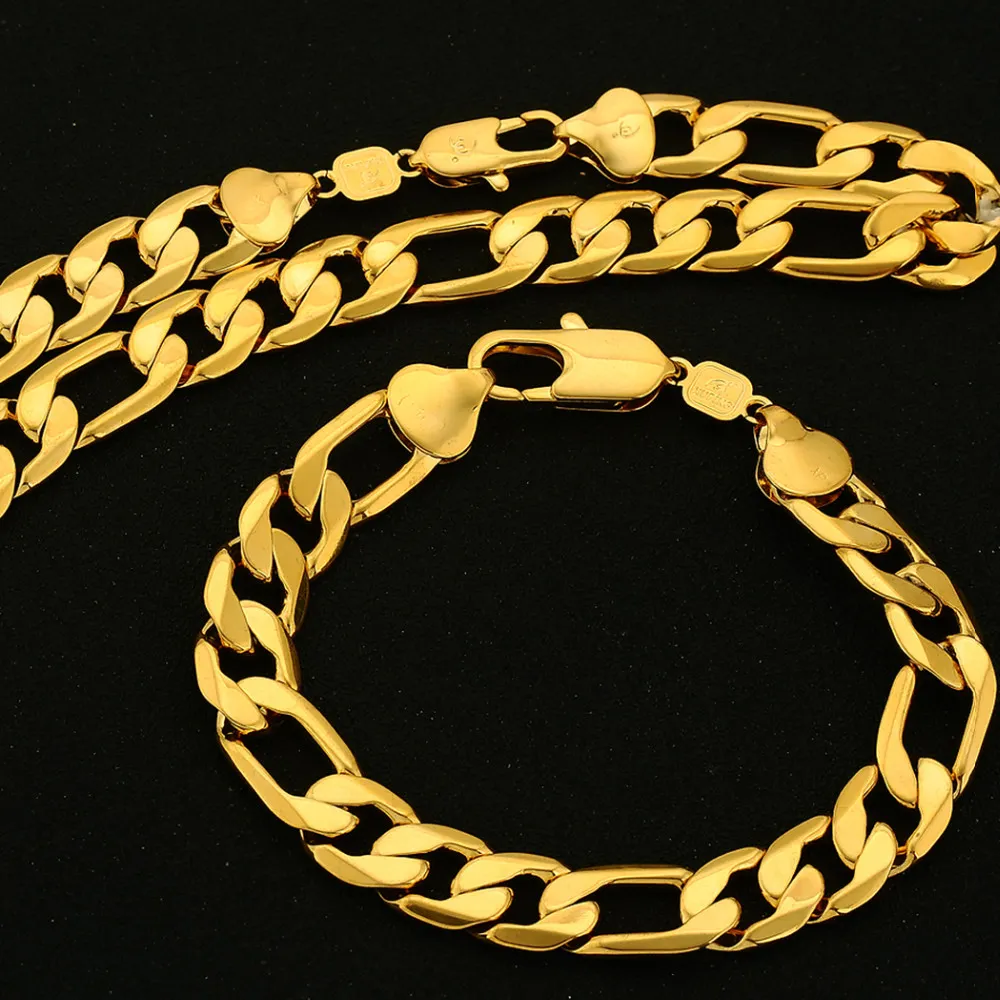Luxurious 24k Yellow Gold Filled Figaro Mens Necklace... From ...