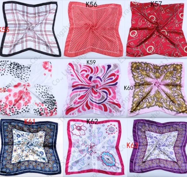 More Work Uniform Scarves 50cm Printed Small Silk Like Square Scarves ...