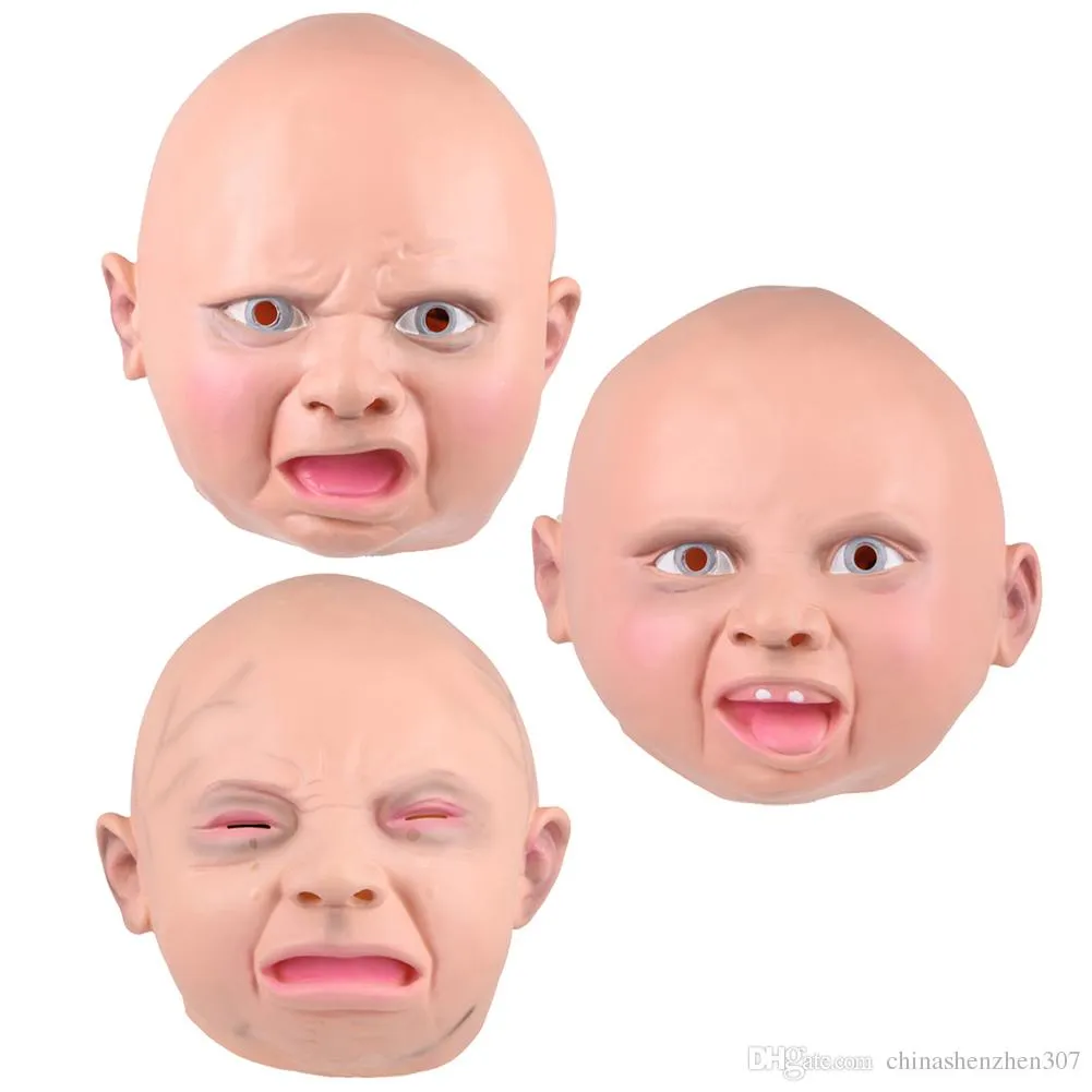 Creepy Latex Halloween Mask Disgusted Happy Cry Baby Full Head Costume ...