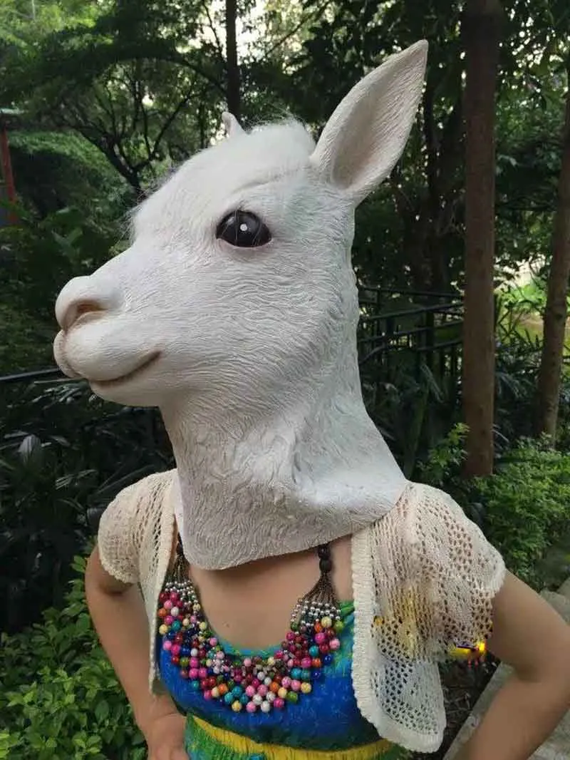 New Alpaca Mask Cute Animal Mask Full Face Halloween High Quality Latex ...
