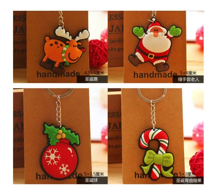 Christmas Key Chains PVC Holiday Charm Festive Child Keychain Santa ...